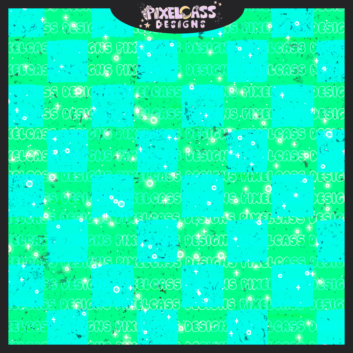 Neon Blue & Green Checkerboard – pixelcassdesigns