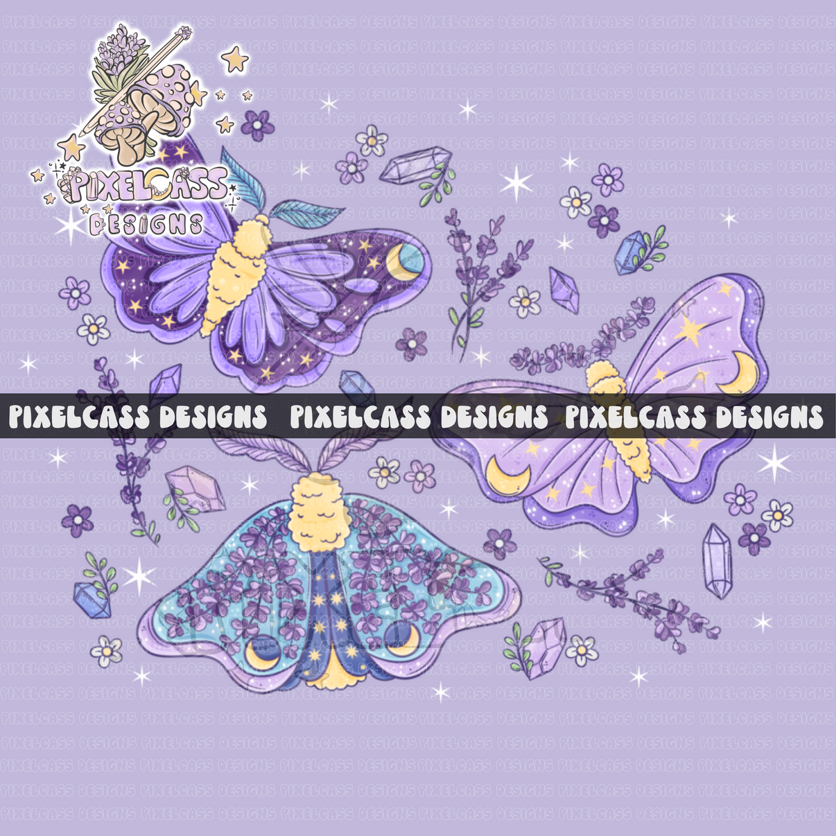 Lavender Moths PNG SUBLIMATION – pixelcassdesigns